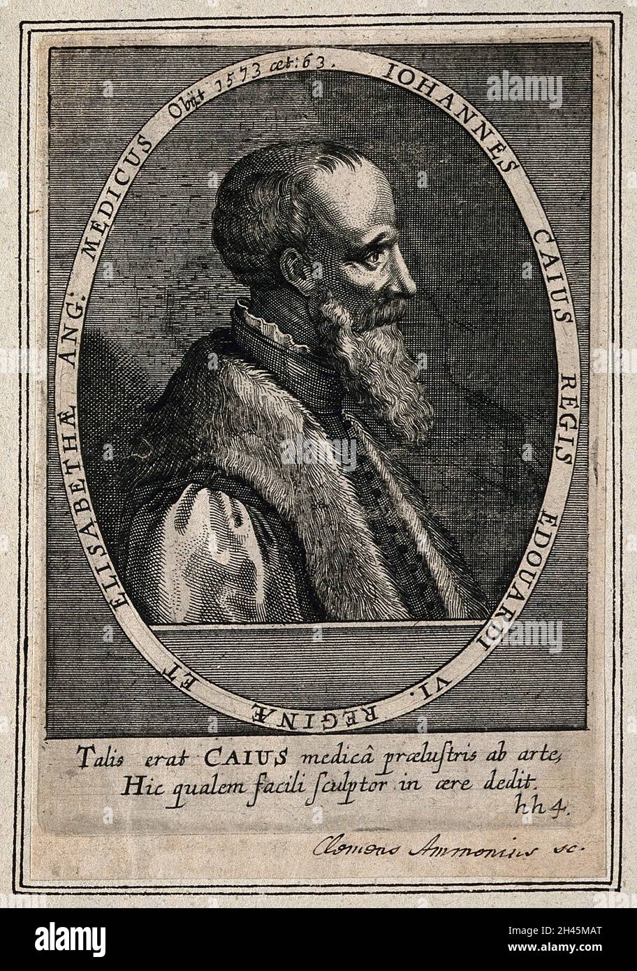 John Caius. Line engraving by K. Ammon, 1650 Stock Photo - Alamy