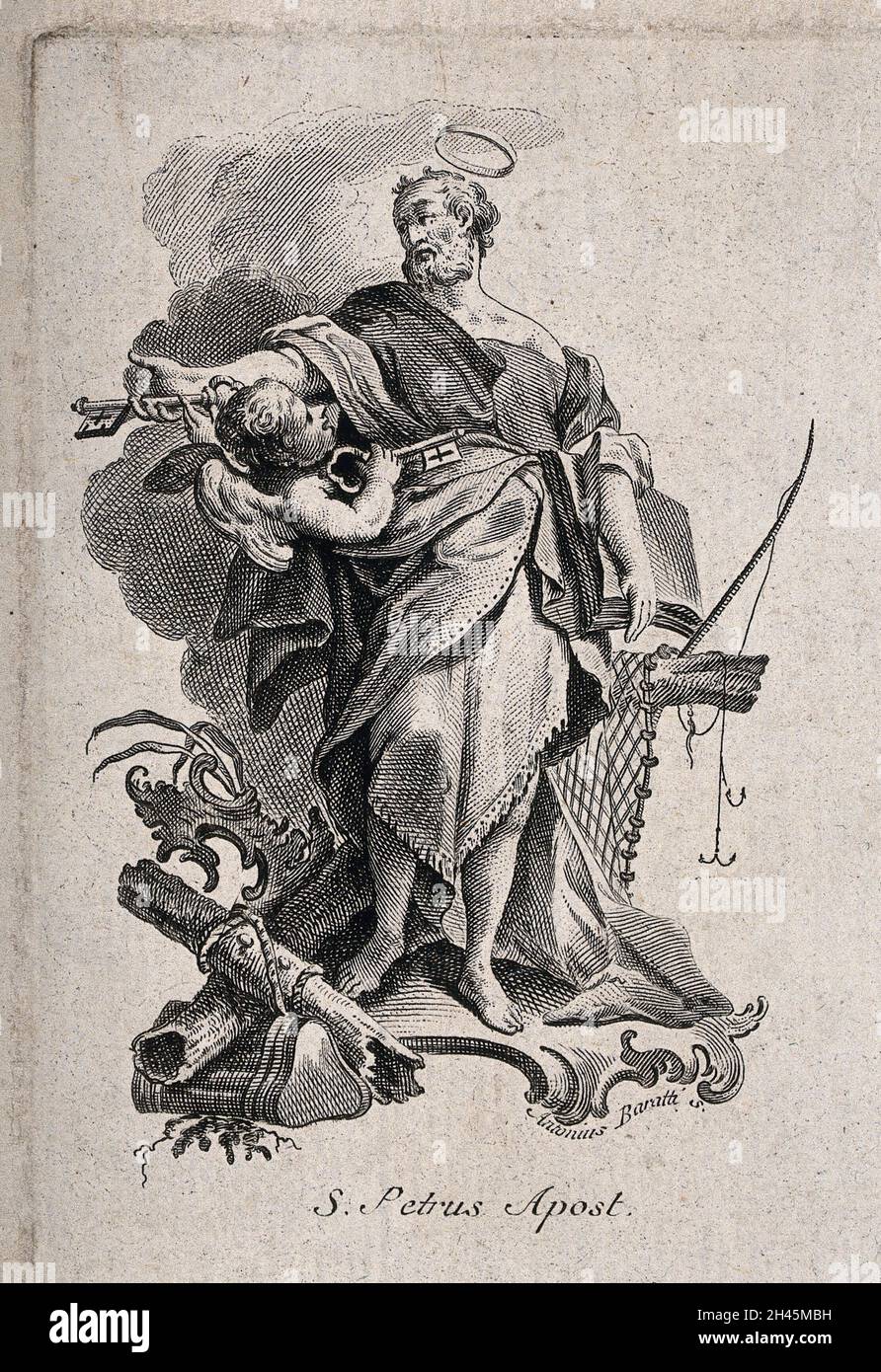 Saint Peter. Etching by A. Baratti Stock Photo - Alamy