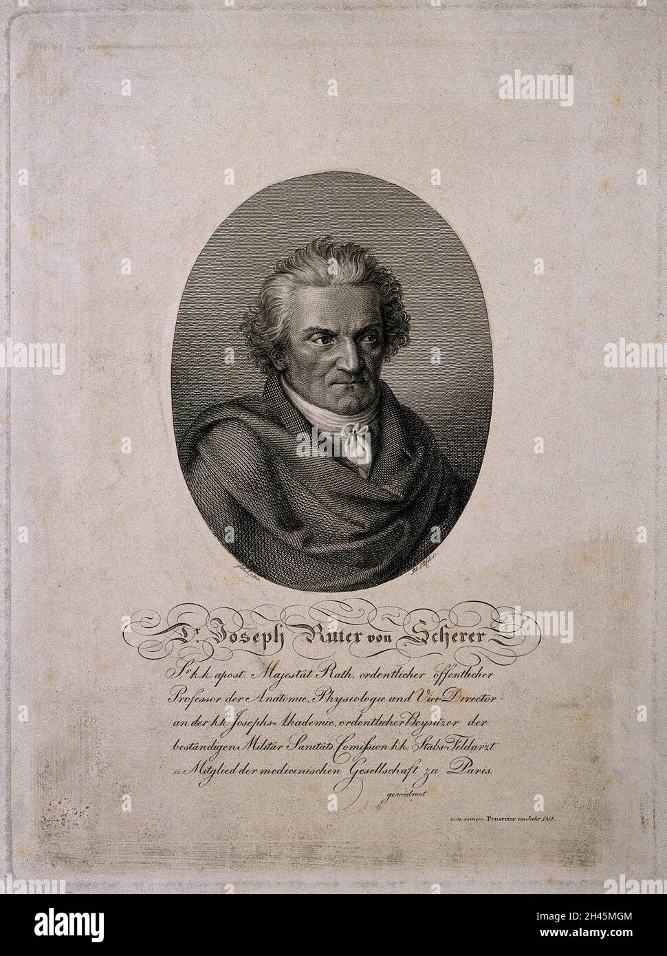 Joseph, Ritter von Scherer. Line engraving by B. Höfel after K.P. Göbel ...