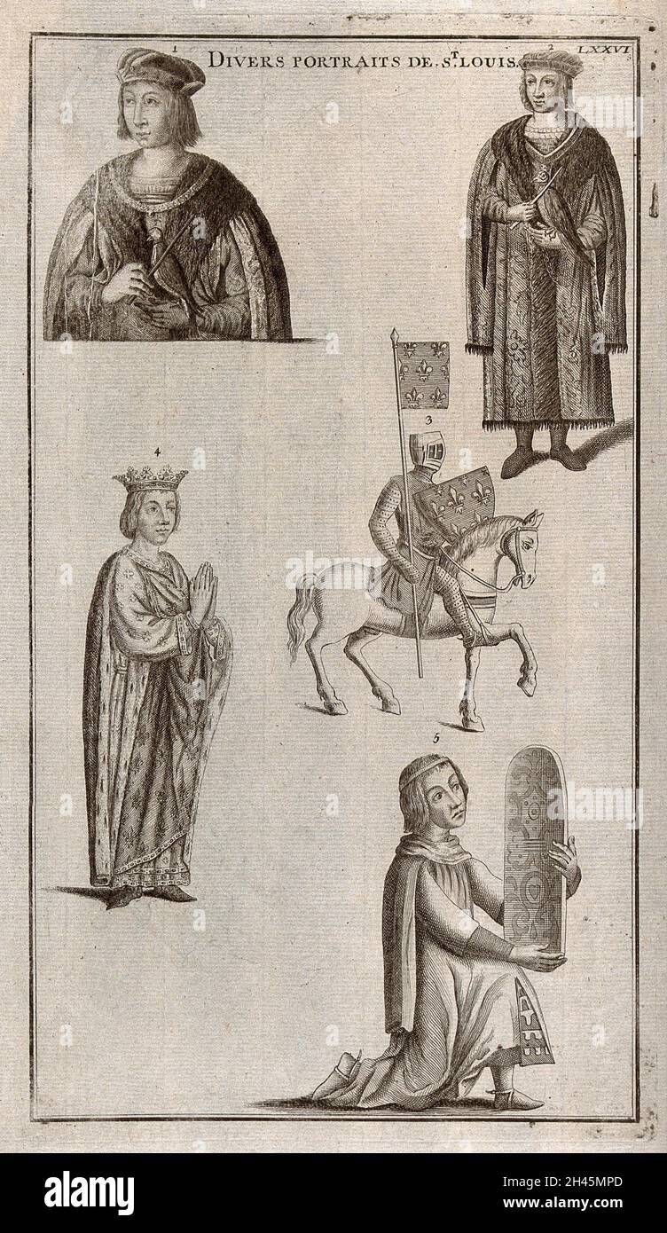 Saint Louis: five portraits. Etching Stock Photo - Alamy