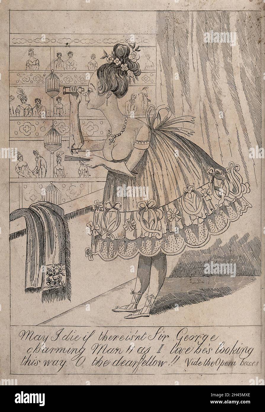 Woman using opera glasses hi-res stock photography and images - Alamy