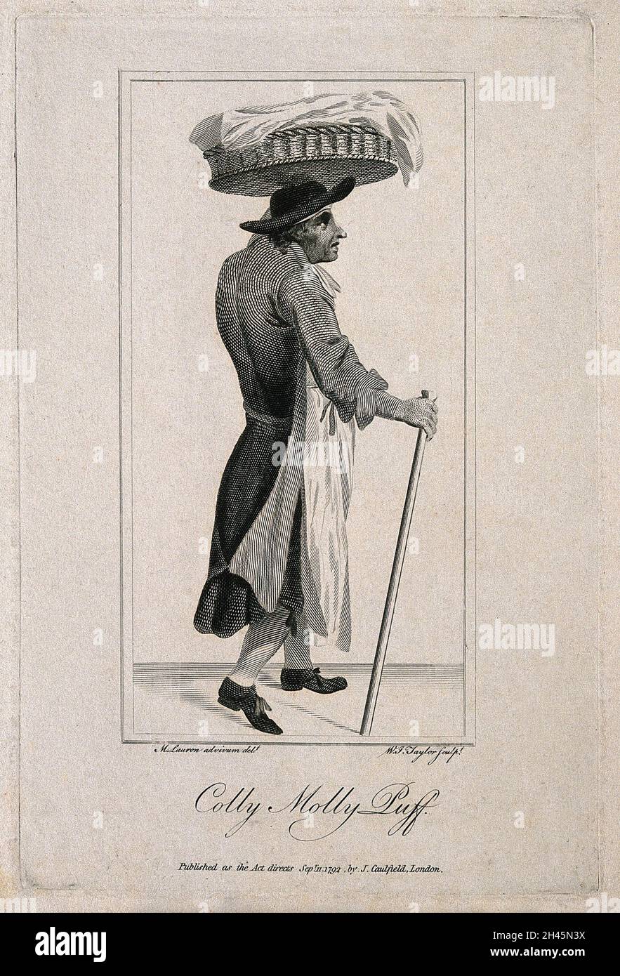 Colly Molly Puff, carrying a basket, perhaps of food. Engraving by W.J ...