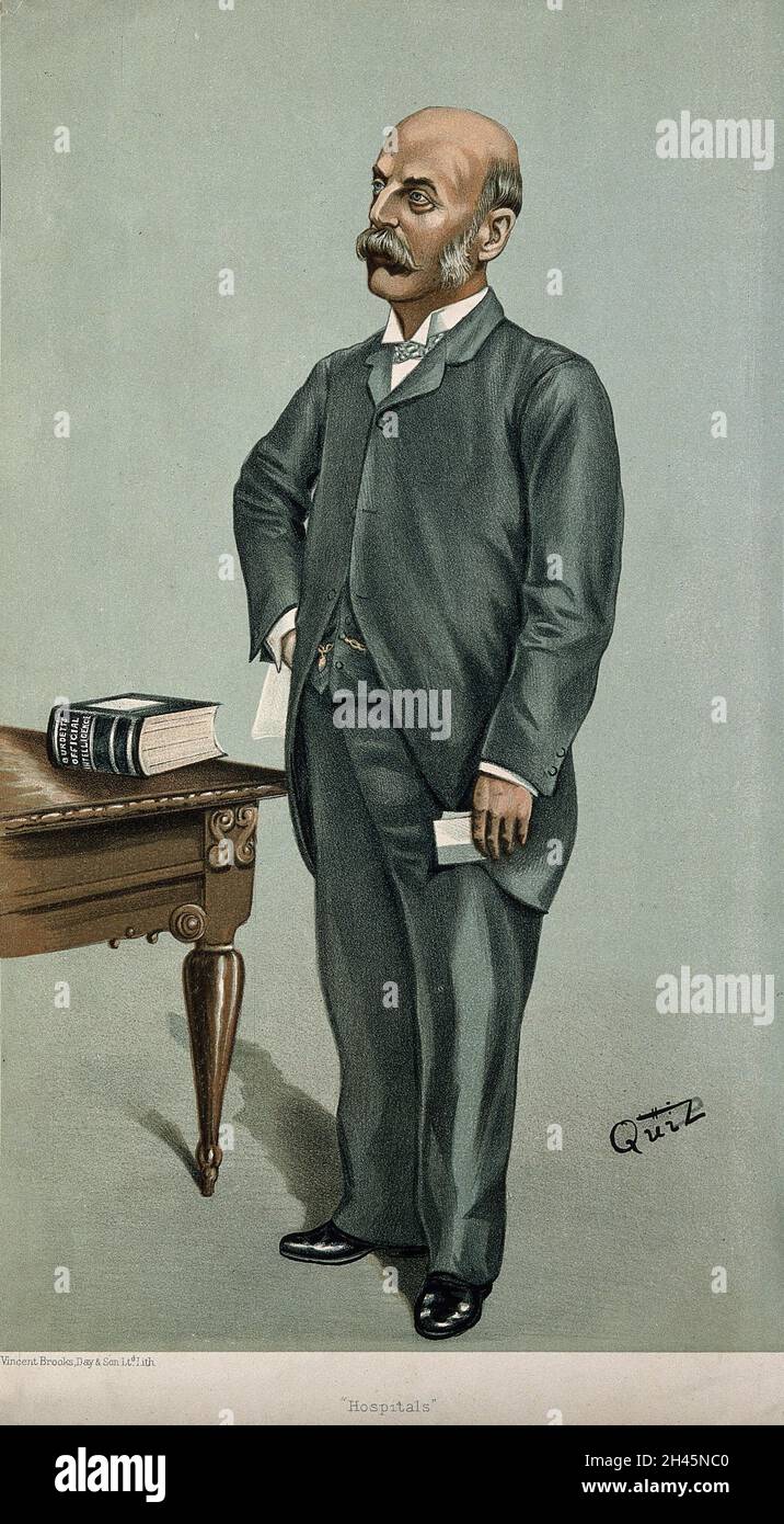 Sir Henry Charles Burdett. Coloured lithograph after J. P. Mellor [Quiz ...