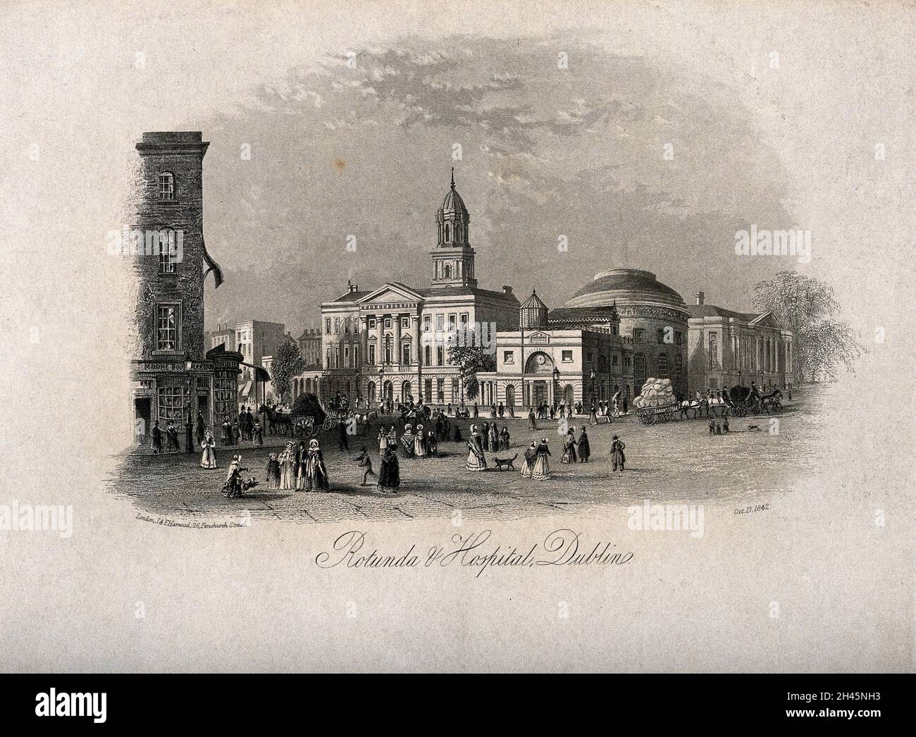 The Rotunda and Lying-in Hospital with busy street life, Dublin ...