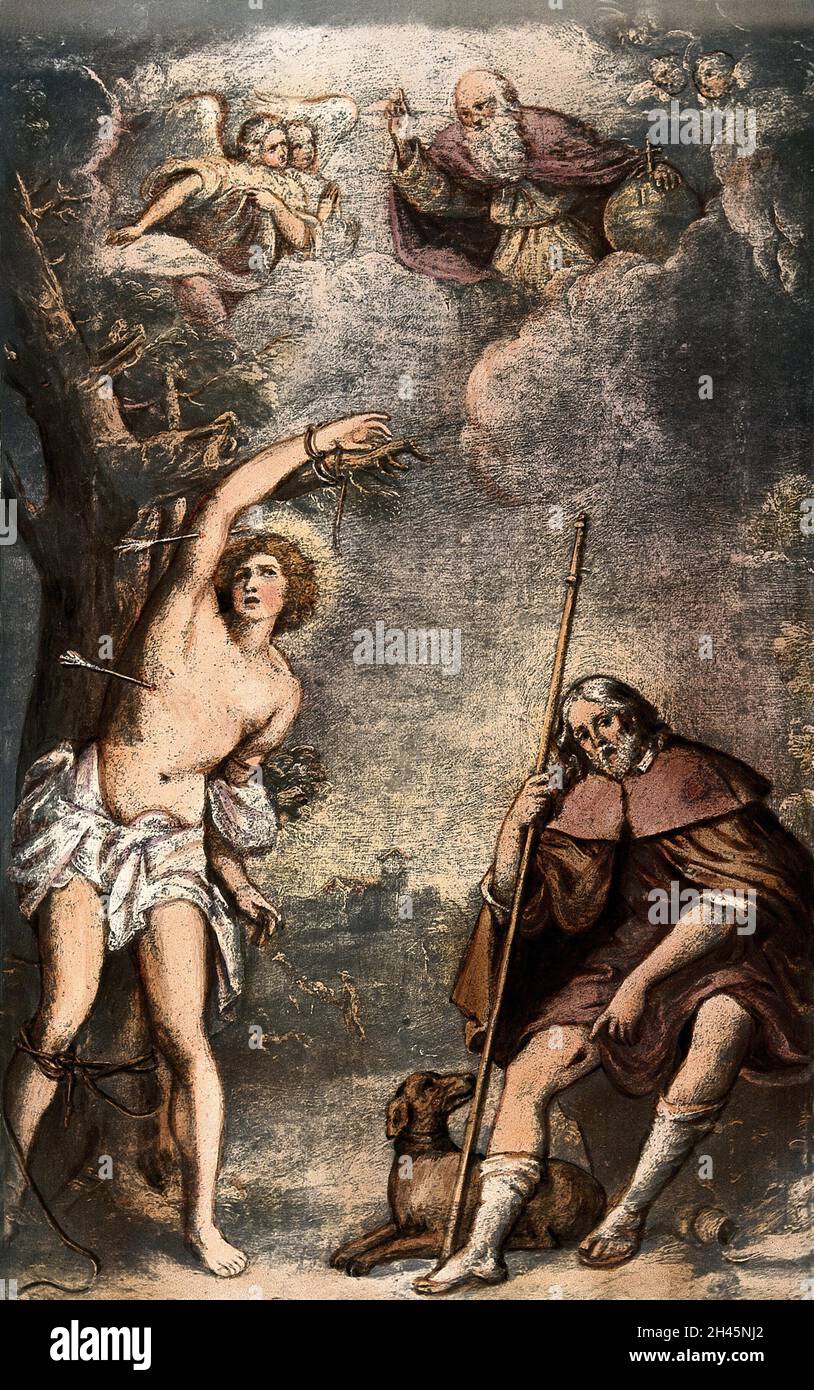 God the Father and Saint Sebastian with Saint Roch. Reproduction of a ...