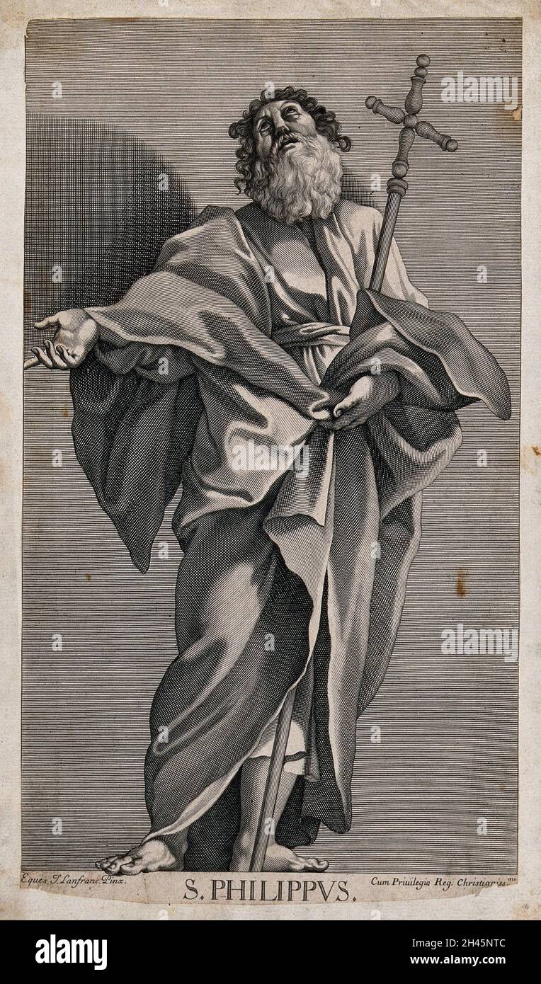 Saint Philip. Line engraving after G. Lanfranco Stock Photo - Alamy