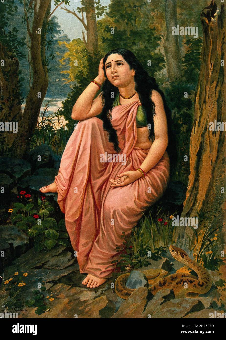 Damayanti deserted in the forest: part of the story of Damayanti and ...