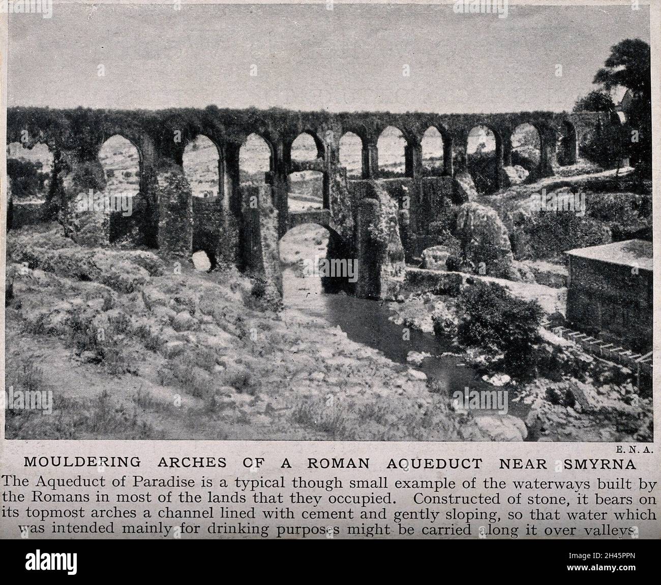 Smyrna, Turkey: remains of the Roman aqueduct. Process print by E.N.A ...