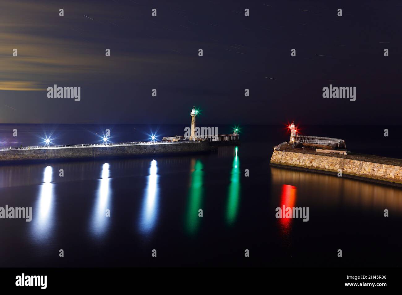 Whitby Lighthouses At Night High Resolution Stock Photography and ...
