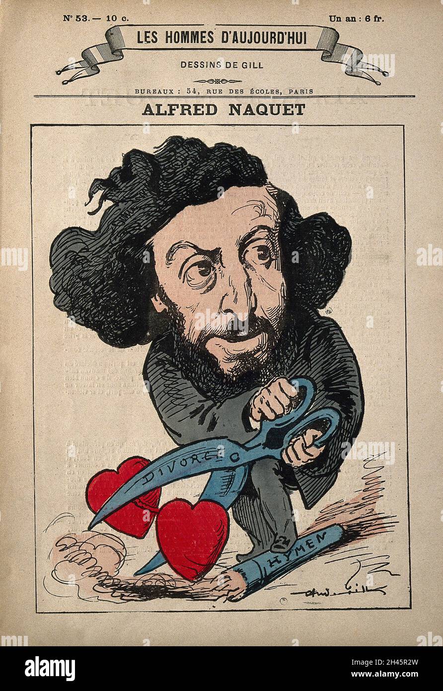 Alfred Naquet. Coloured lithograph by A. Gill, 1873 Stock Photo - Alamy