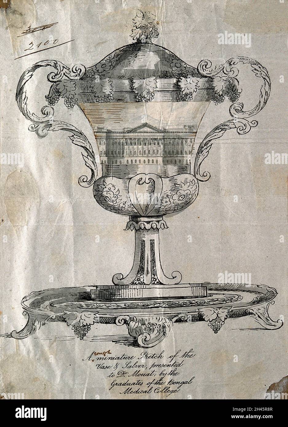 Frederick John Mouat: sketch for a vase and salver presented to him as ...