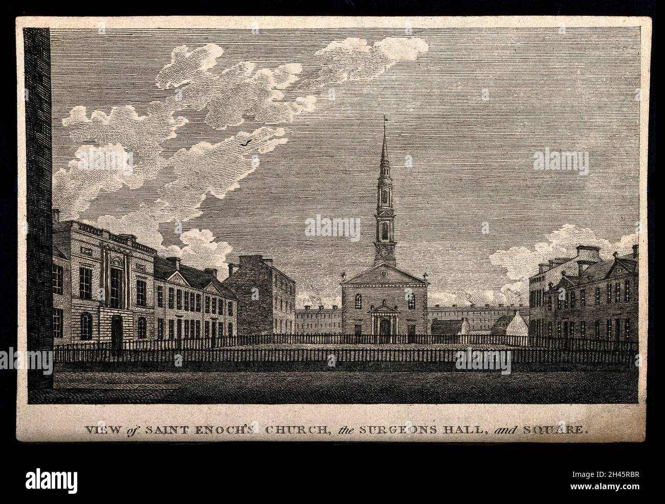 St. Enoch's Church, Surgeons Hall and square, Glasgow, Scotland. Line ...