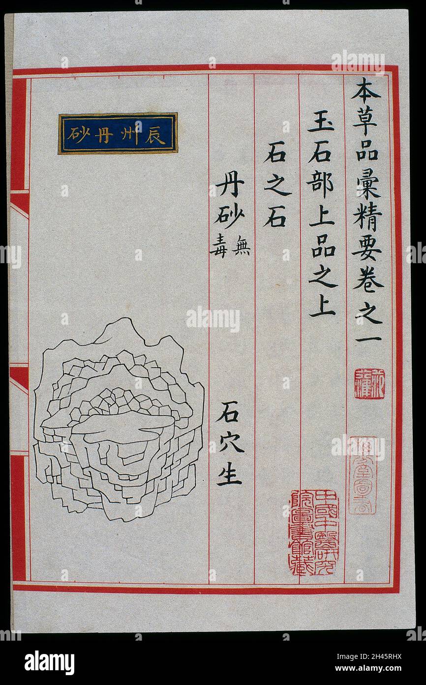 Chinese Materia Medica illustration, Ming: Cinnabar Stock Photo - Alamy