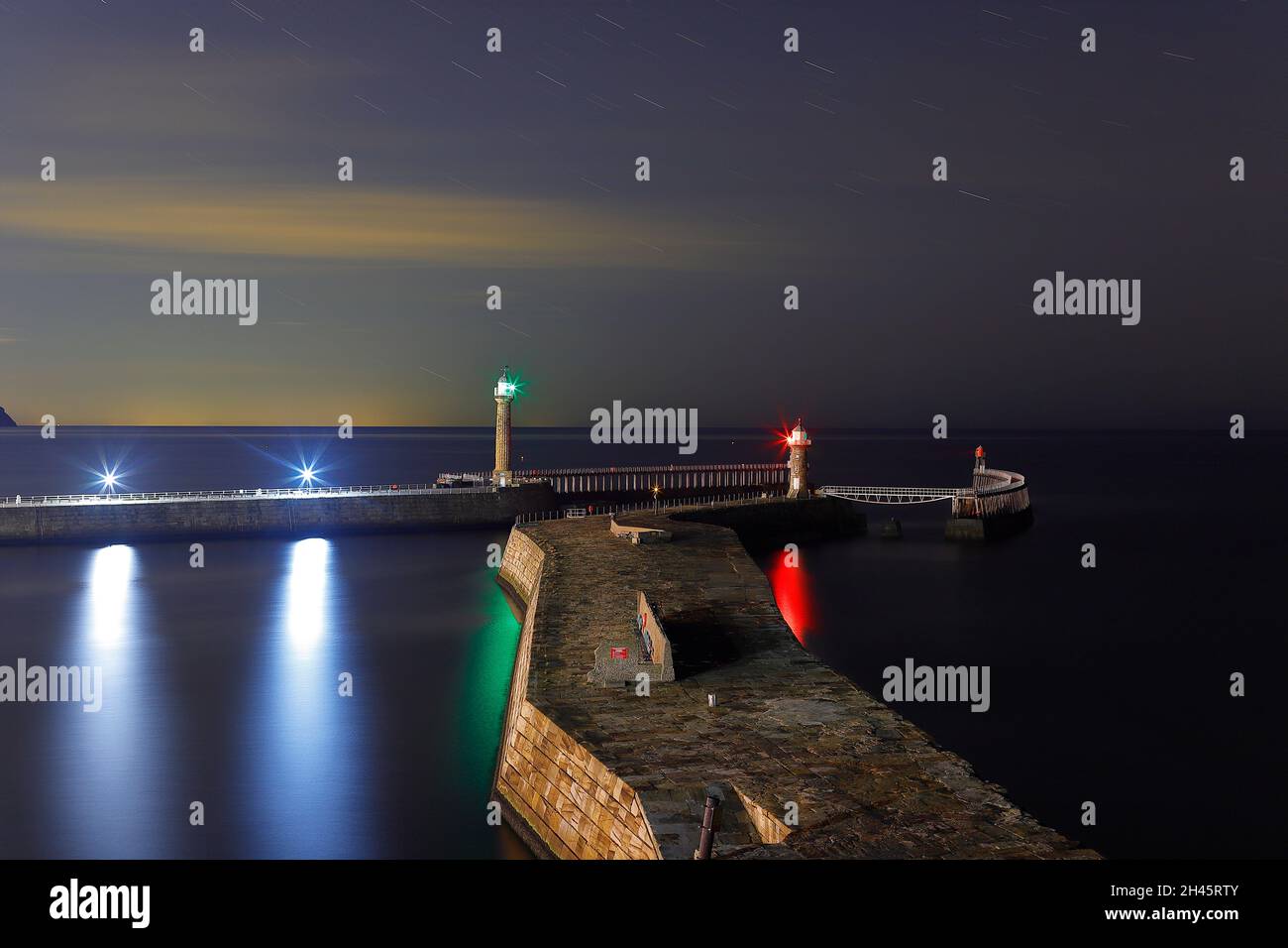 Whitby Lighthouses At Night High Resolution Stock Photography and ...
