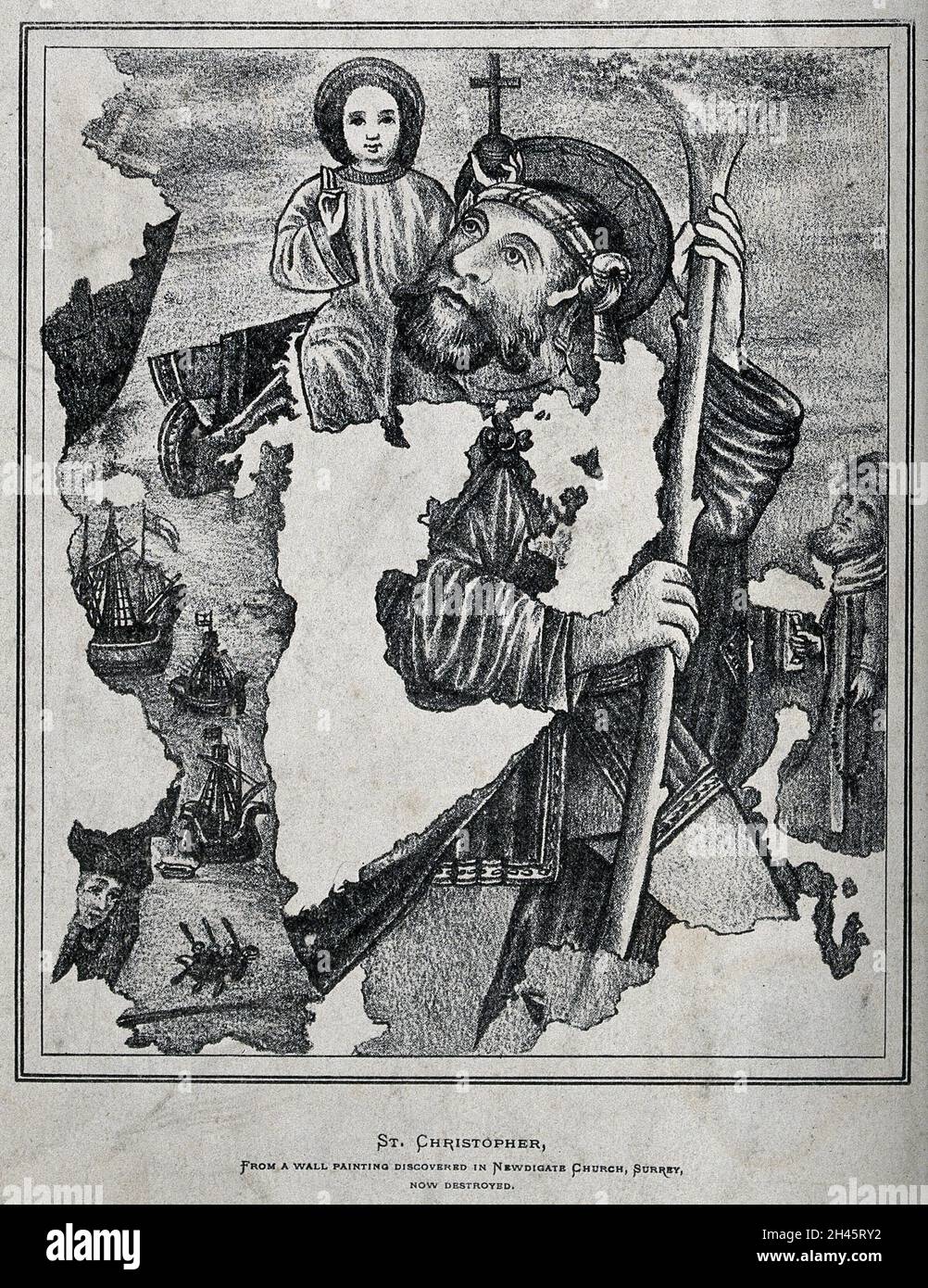 Saint Christopher. Reproduction of lithograph Stock Photo - Alamy