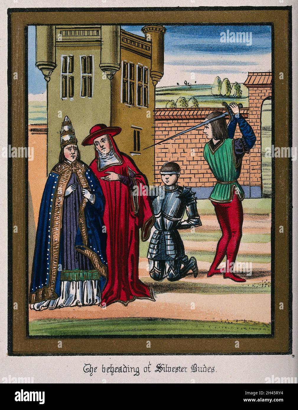 The beheading of Silvestre Budes. Coloured lithograph, 1845 Stock Photo ...