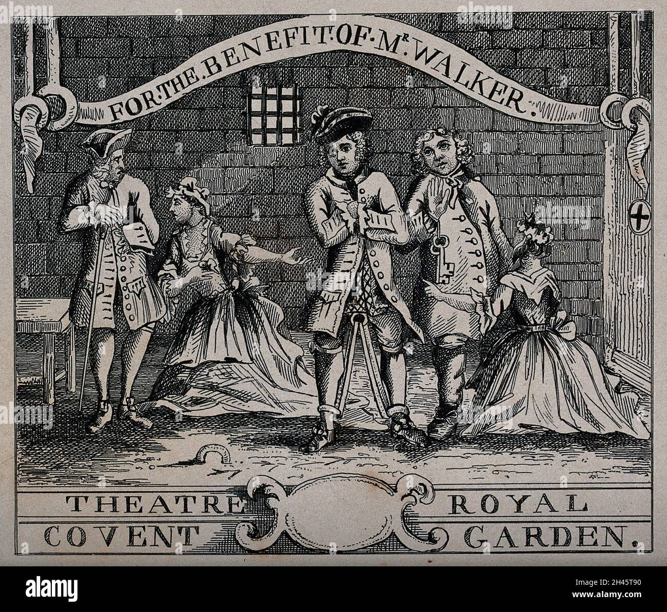 An episode in The beggar's opera: the highwayman Macheath in prison ...