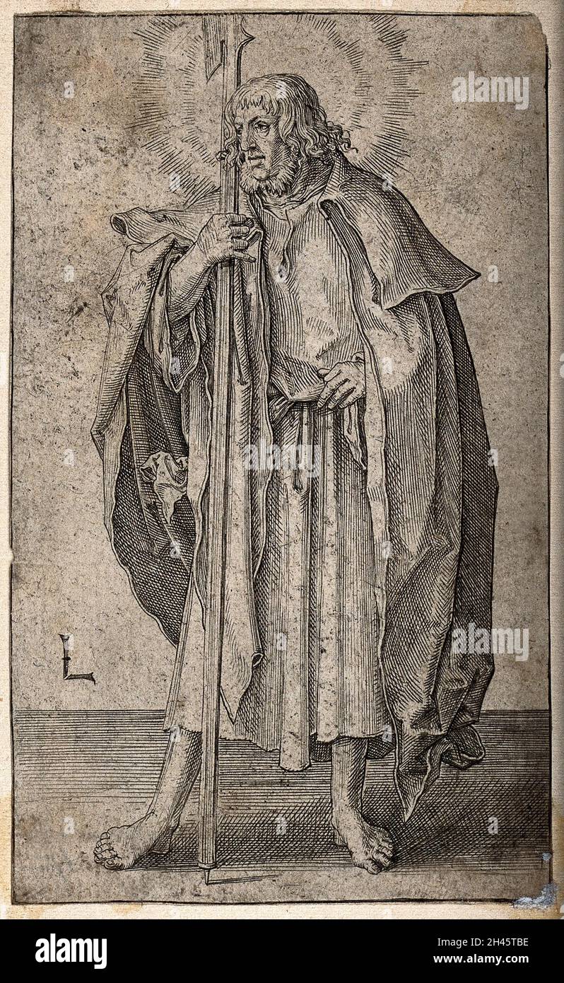 Saint Matthew. Engraving by L. van Leyden Stock Photo - Alamy