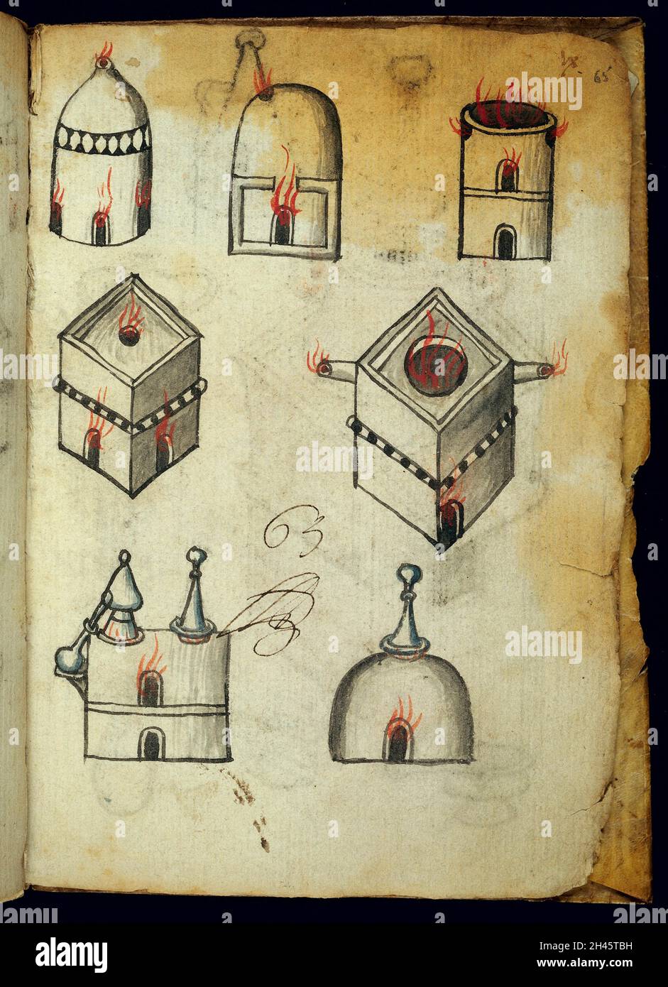 Various types of furnaces, 15th century Stock Photo - Alamy