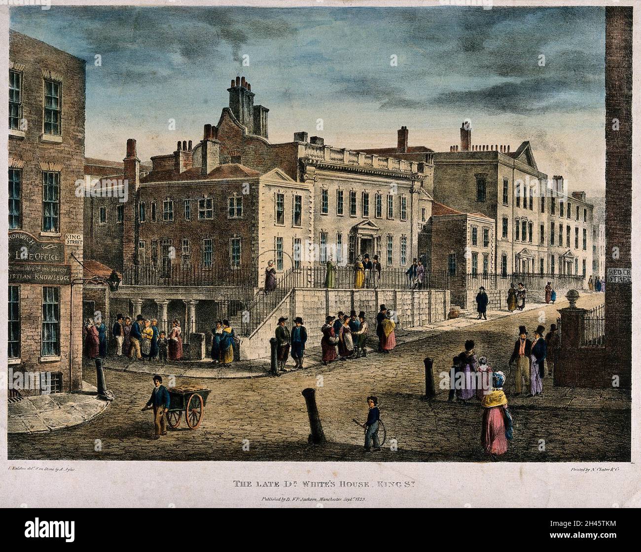 The house of Charles White on King Street, Manchester. Coloured ...