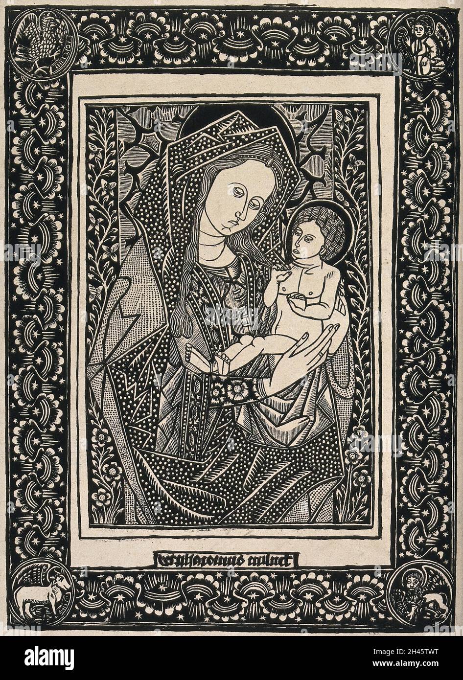 Saint Mary (the Blessed Virgin) with the Christ Child. Reproduction of ...
