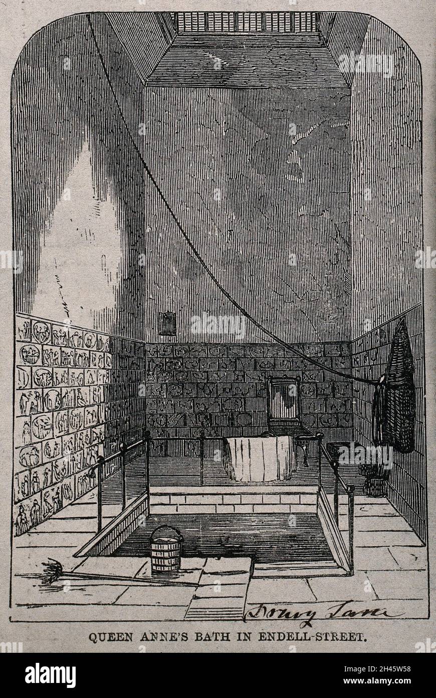 A seventeenth-century bath-house, or bagnio, at St. Giles, London. Wood ...