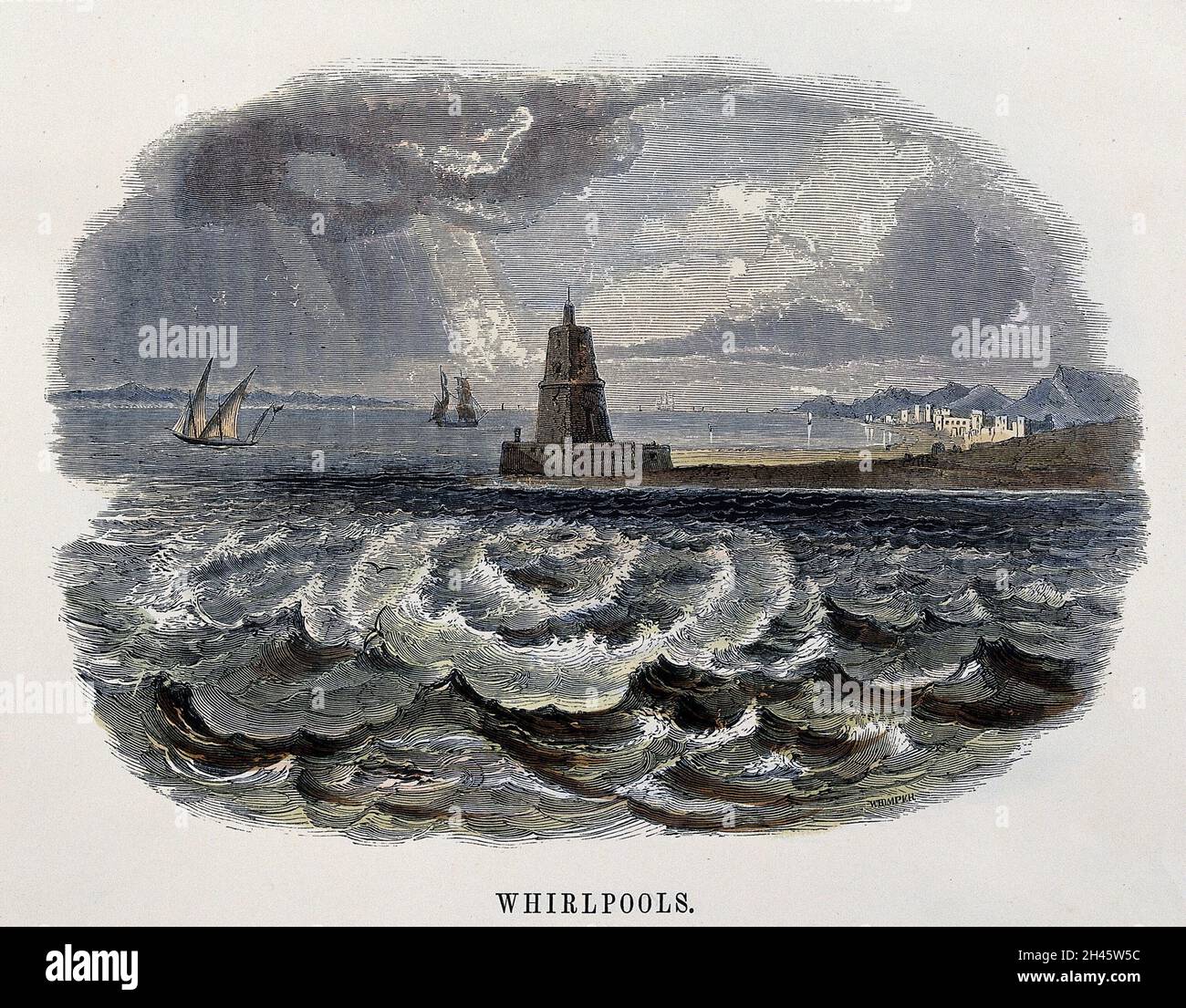 Geography: whirlpools. Coloured wood engraving by C. Whymper Stock ...