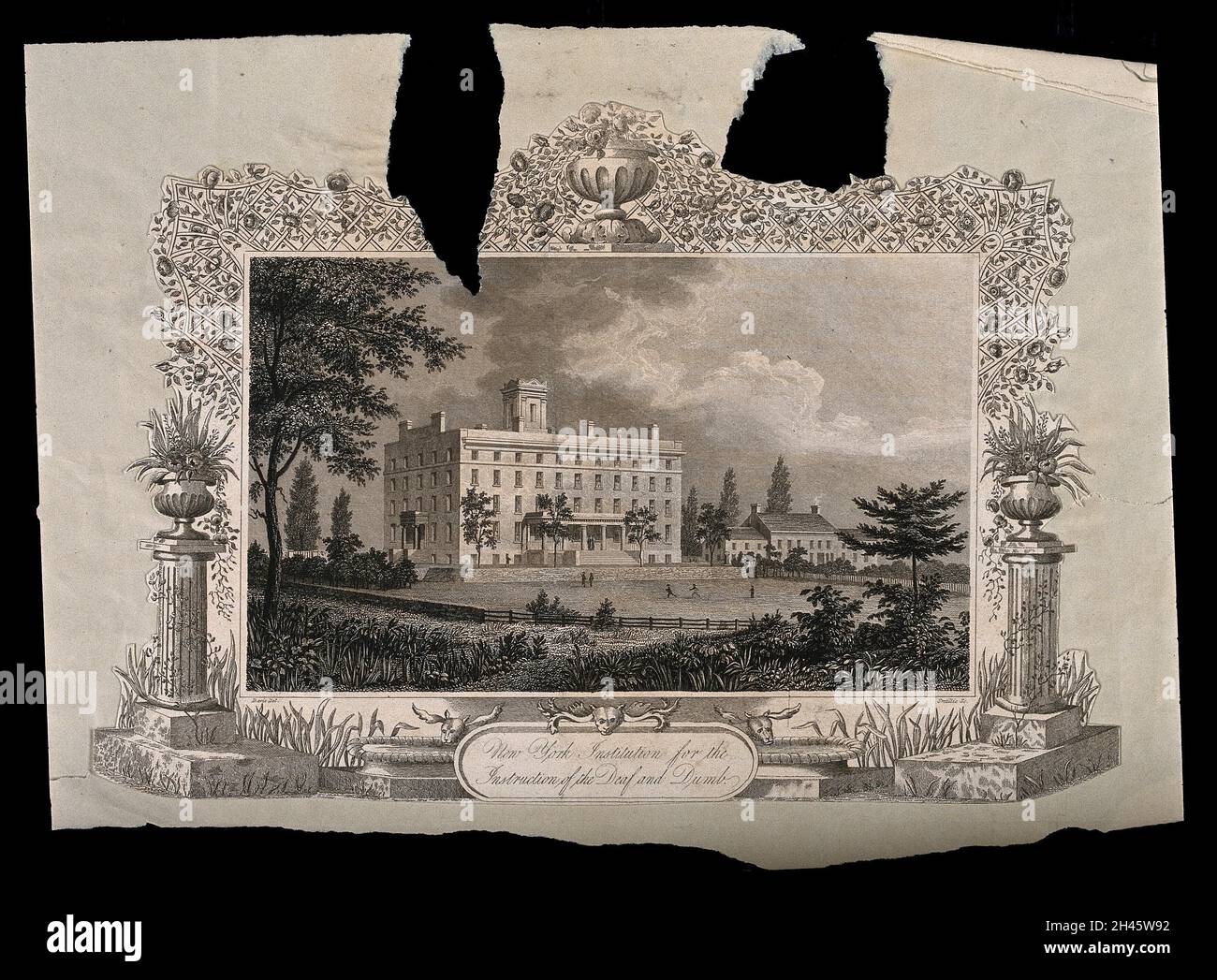 Institution for the Deaf and Dumb, New York: with an elaborate border ...