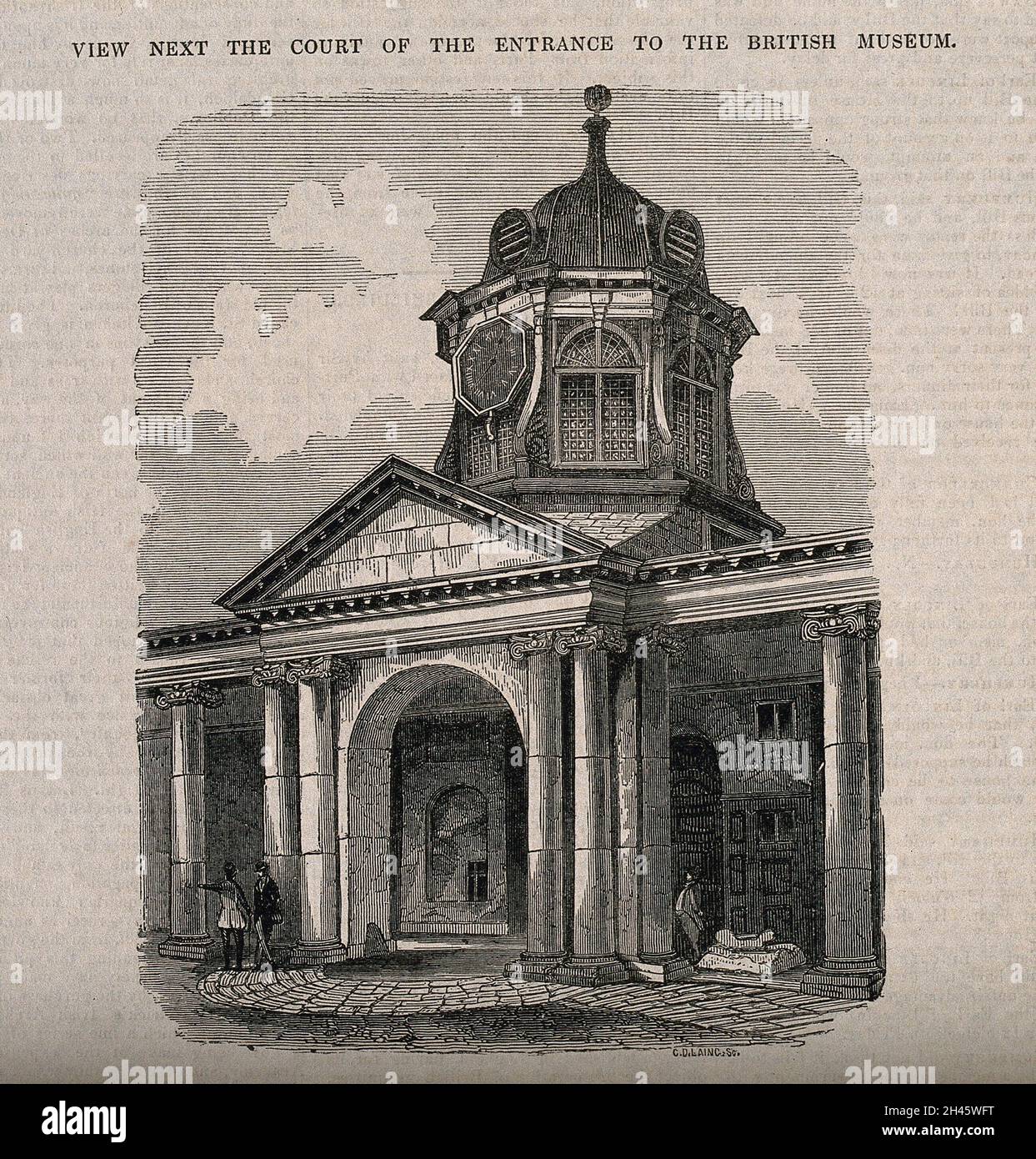 The British Museum at Montague House: the entrance tower, seen from the ...