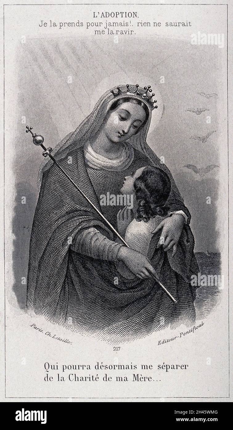 Saint Mary (the Blessed Virgin). Lithograph Stock Photo - Alamy