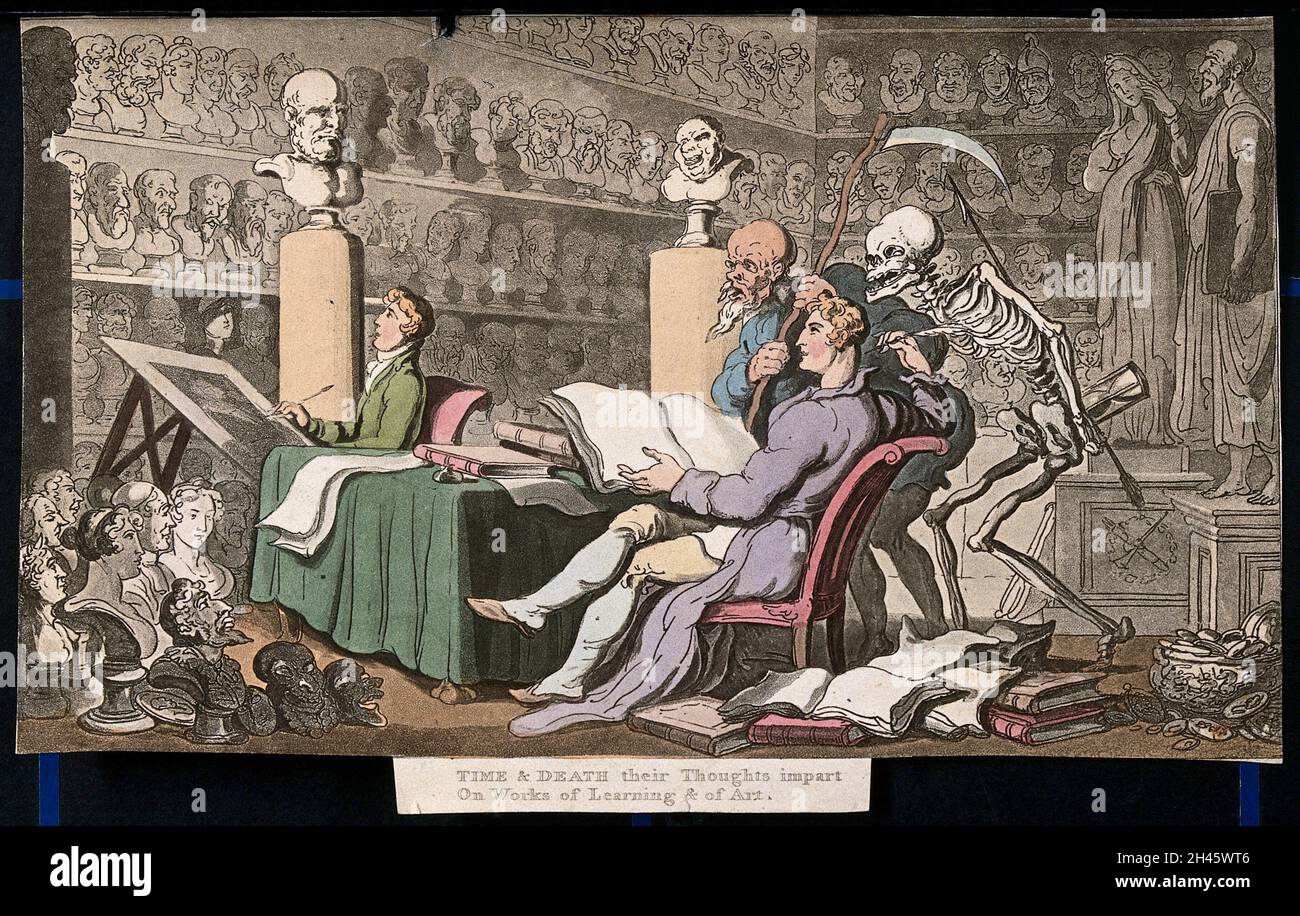 The dance of death: time and death. Coloured aquatint by T. Rowlandson ...