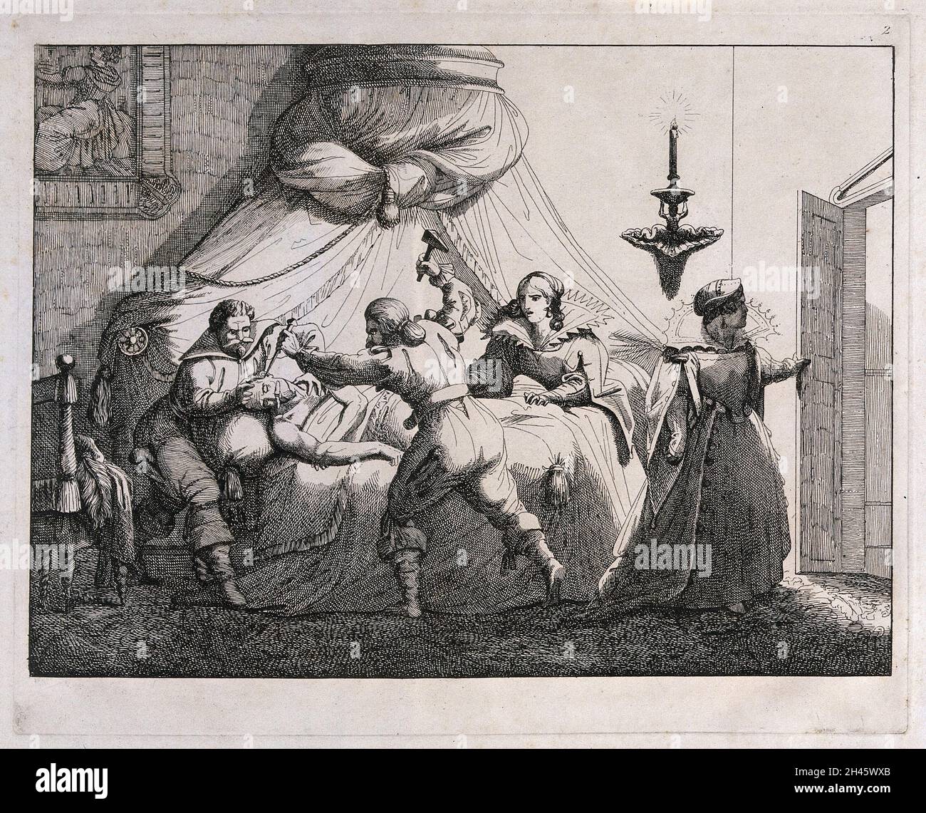 Count Cenci, drugged in his bedroom, is being murdered by Olimpio ...