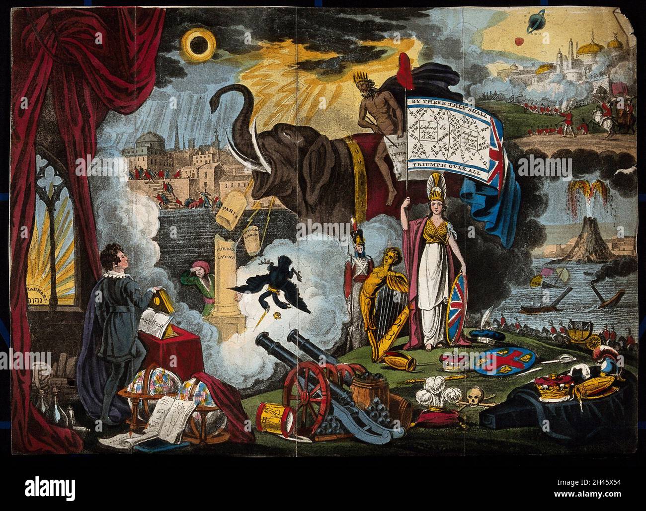 Astronomy: various apocalyptic scenes, including a volcanic eruption ...