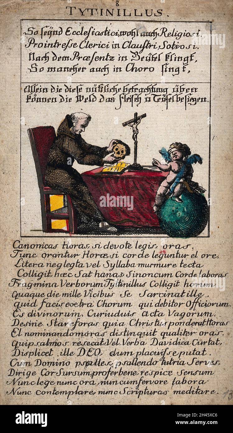 A monk in meditation ignoring the worldly temptations, which are blind ...