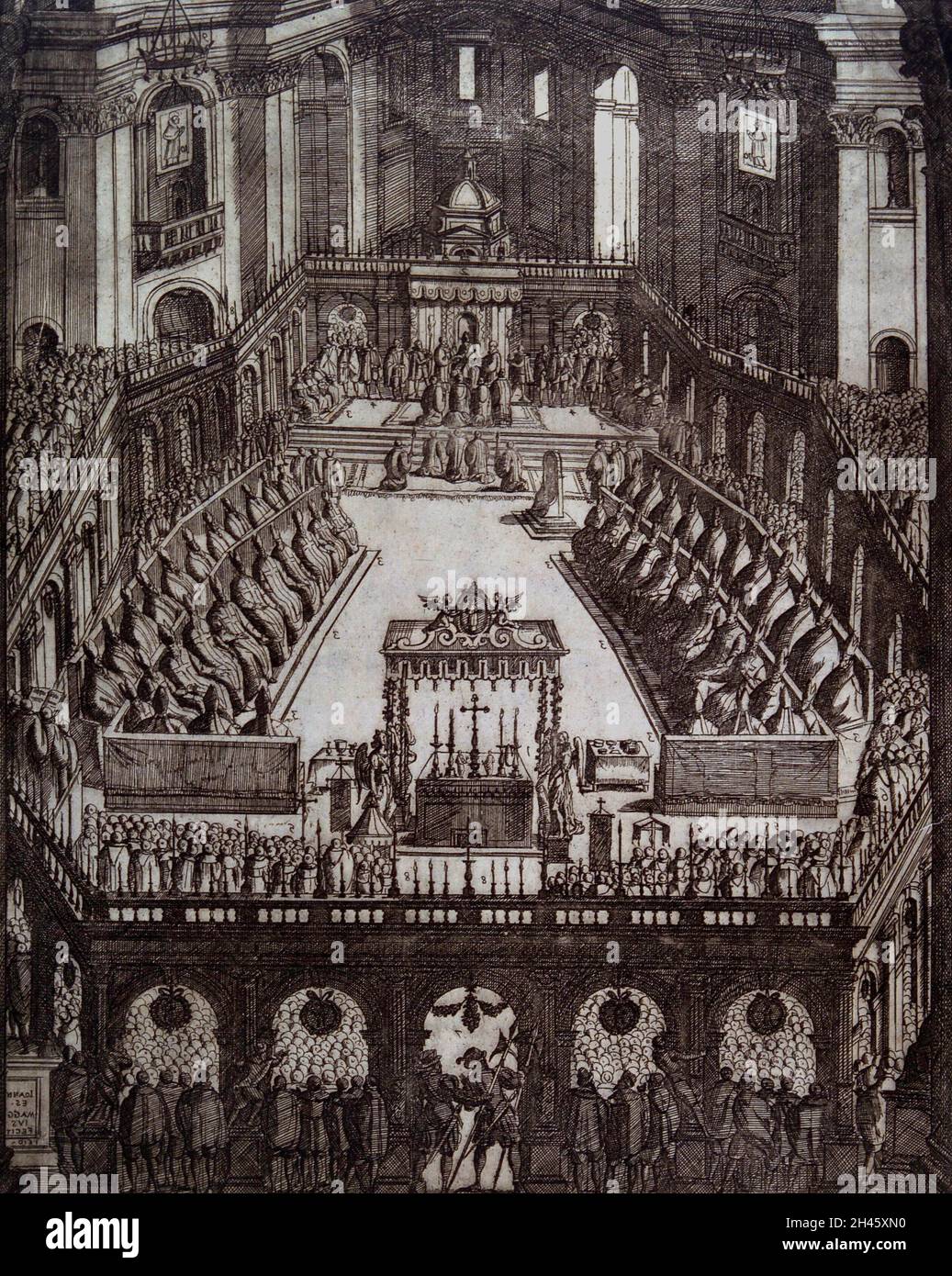 The canonisation of Saint Carlo Borromeo. Etching by G. Maggi, 1610 ...
