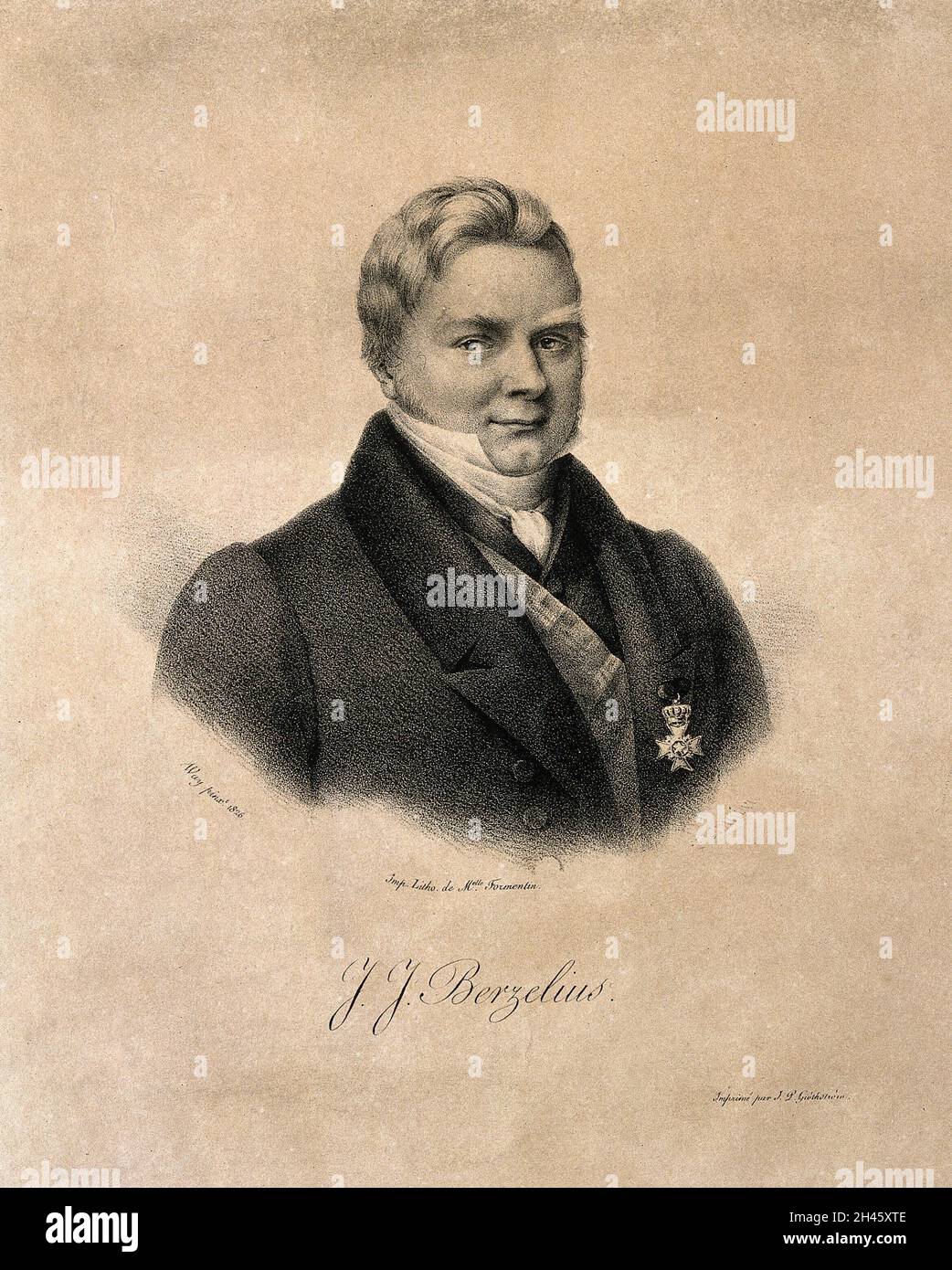 Jöns Jacob Berzelius. Lithograph by J.C. Formentin after J. V. C. Way ...