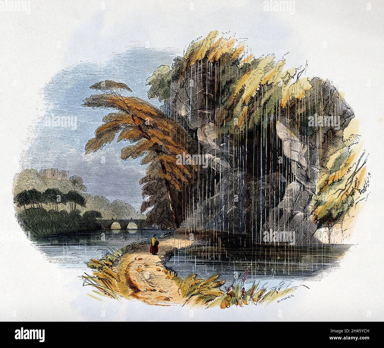 Geography: rapids in North America. Coloured wood engraving by C ...