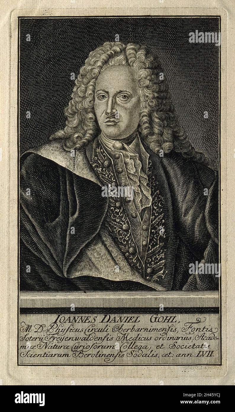 Johann Daniel Gohl. Stipple engraving by C. C. Glassbach, 1733 Stock ...