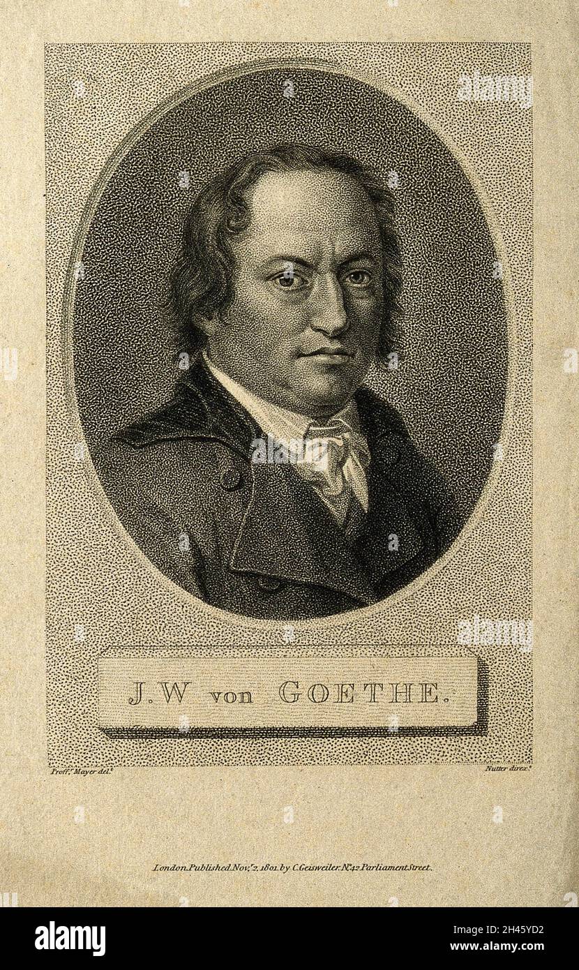 Johann Wolfgang von Goethe. Stipple engraving by W. Nutter [?], 1801 ...