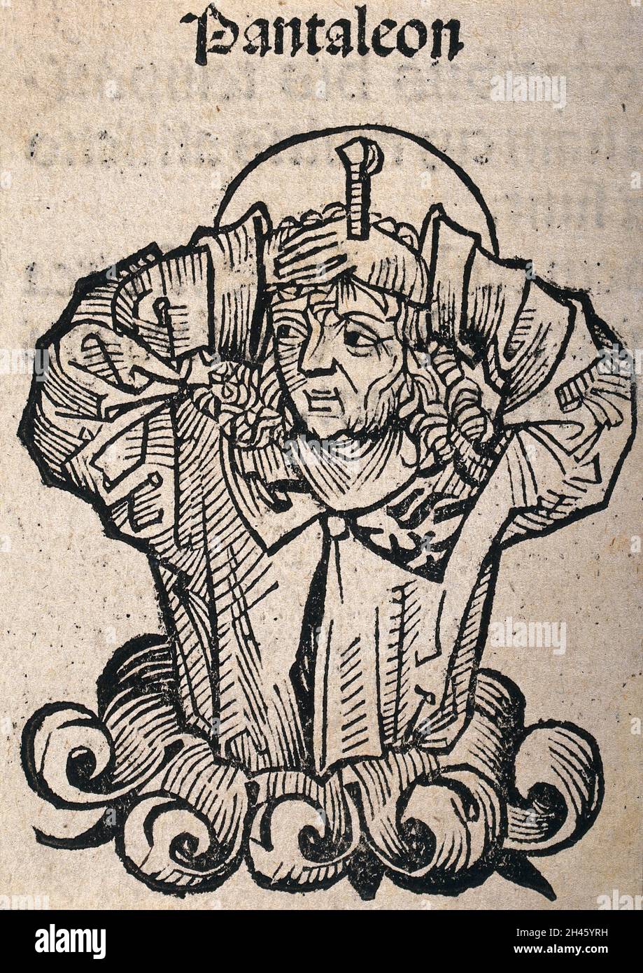 Saint Pantaleon. Woodcut Stock Photo - Alamy