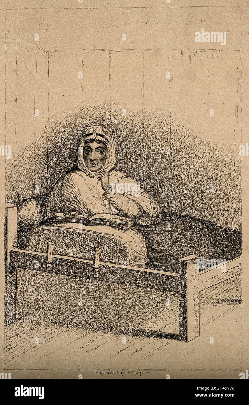 A woman in bed, apparently with an arm missing. Stipple engraving by R ...