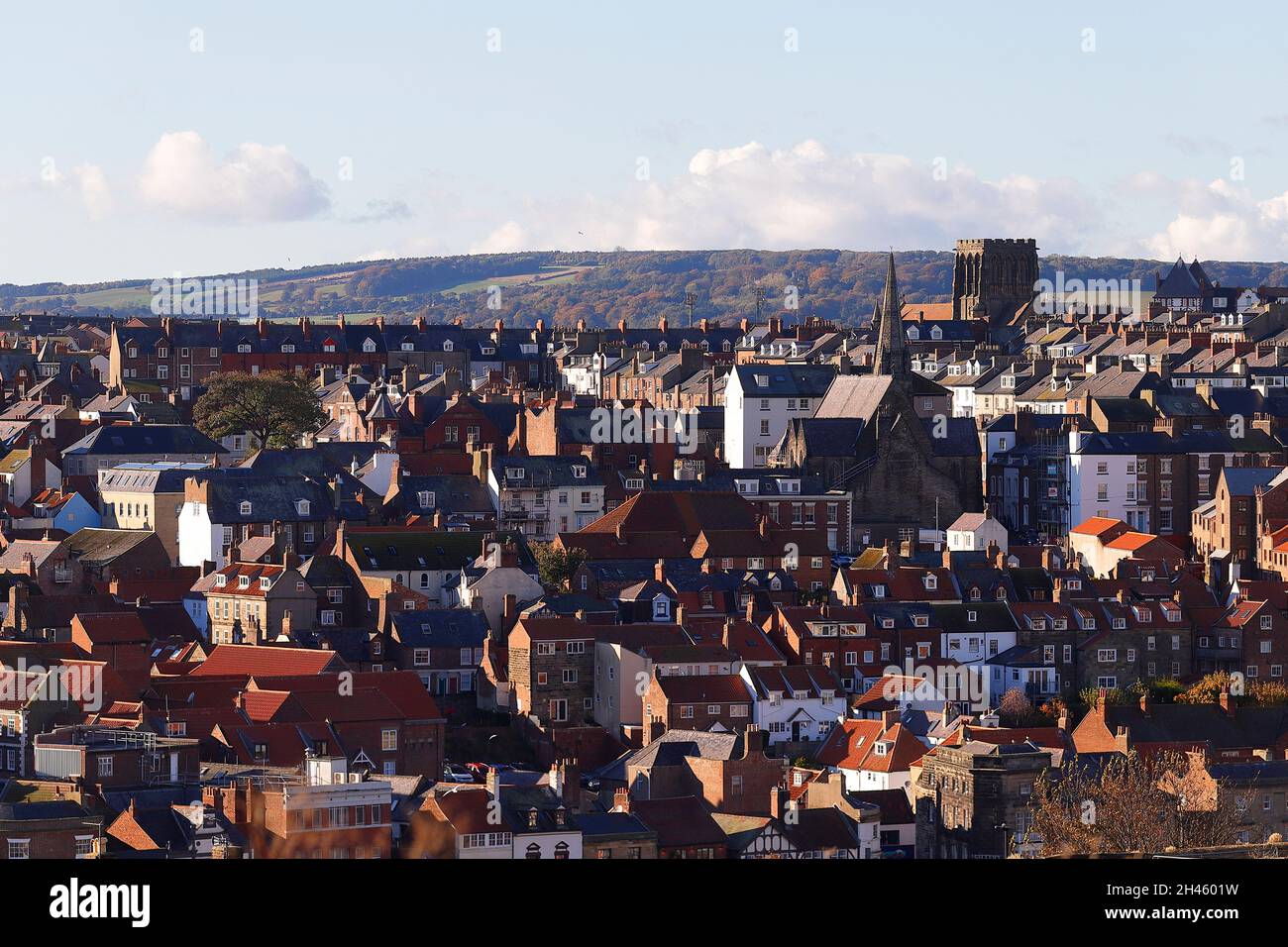 Looking across rooftops in Whitby,North Yorkshire Stock Photo - Alamy
