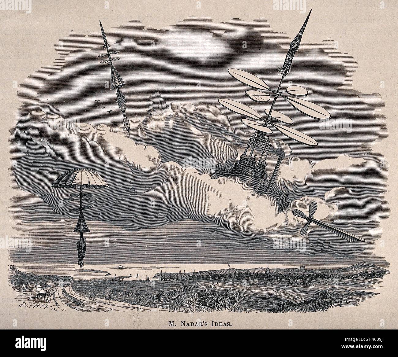 Flying machines engraving hi-res stock photography and images - Alamy