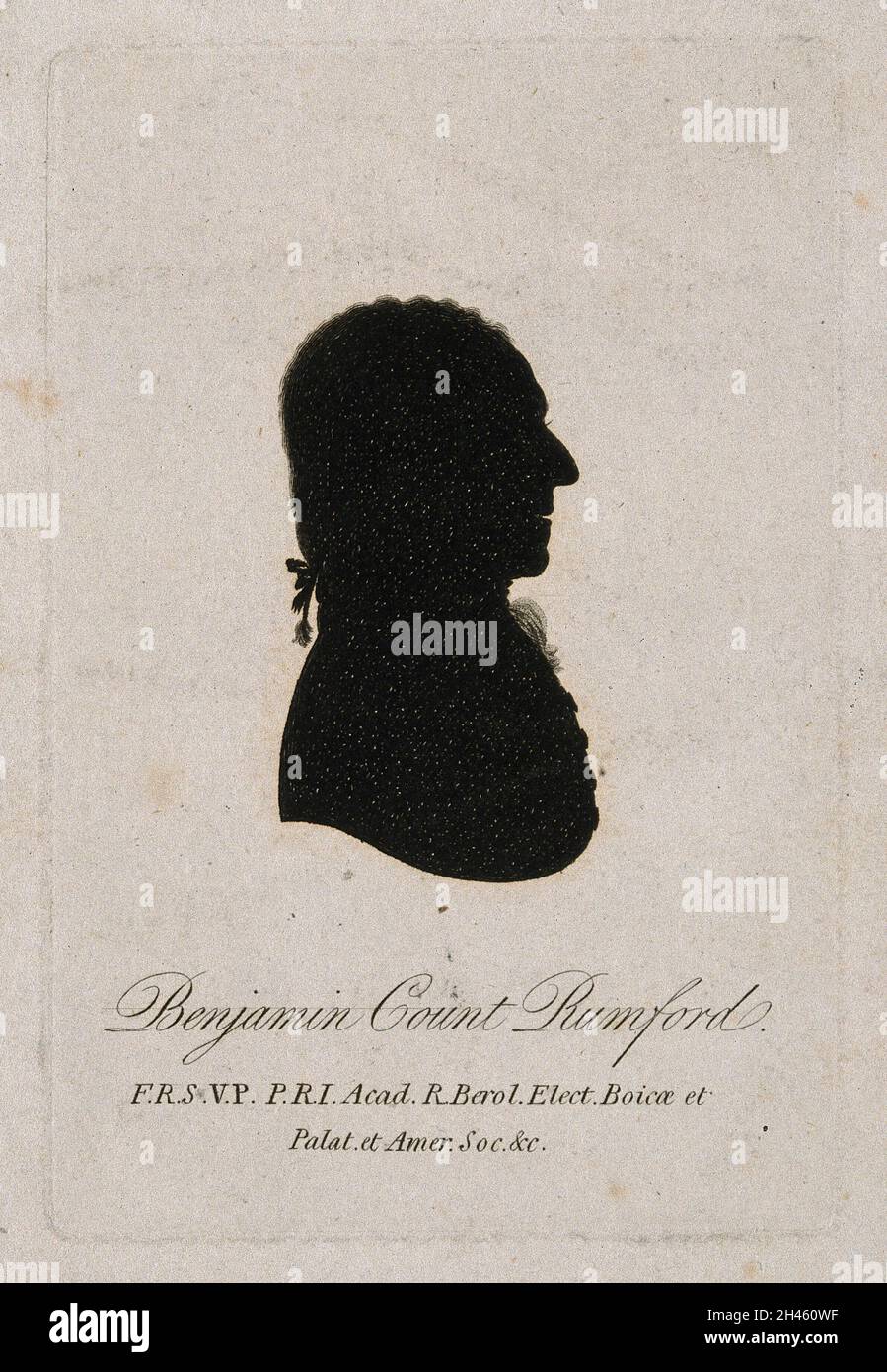 Sir Benjamin Thompson, Count von Rumford. Aquatint silhouette Stock ...