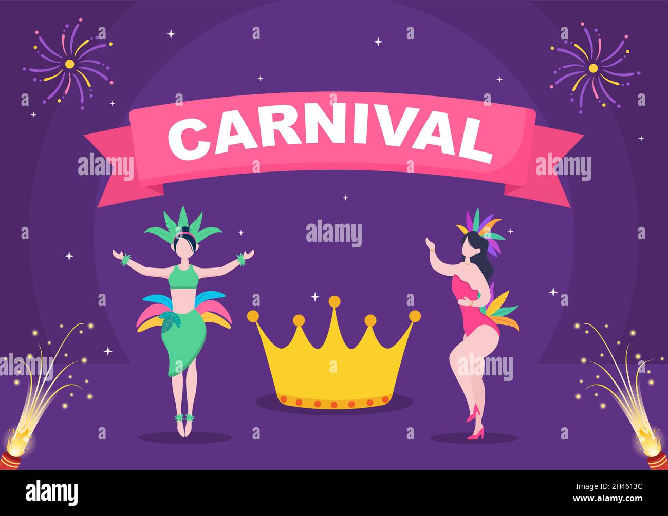 Happy Carnival Celebration Background Vector Illustration. People ...