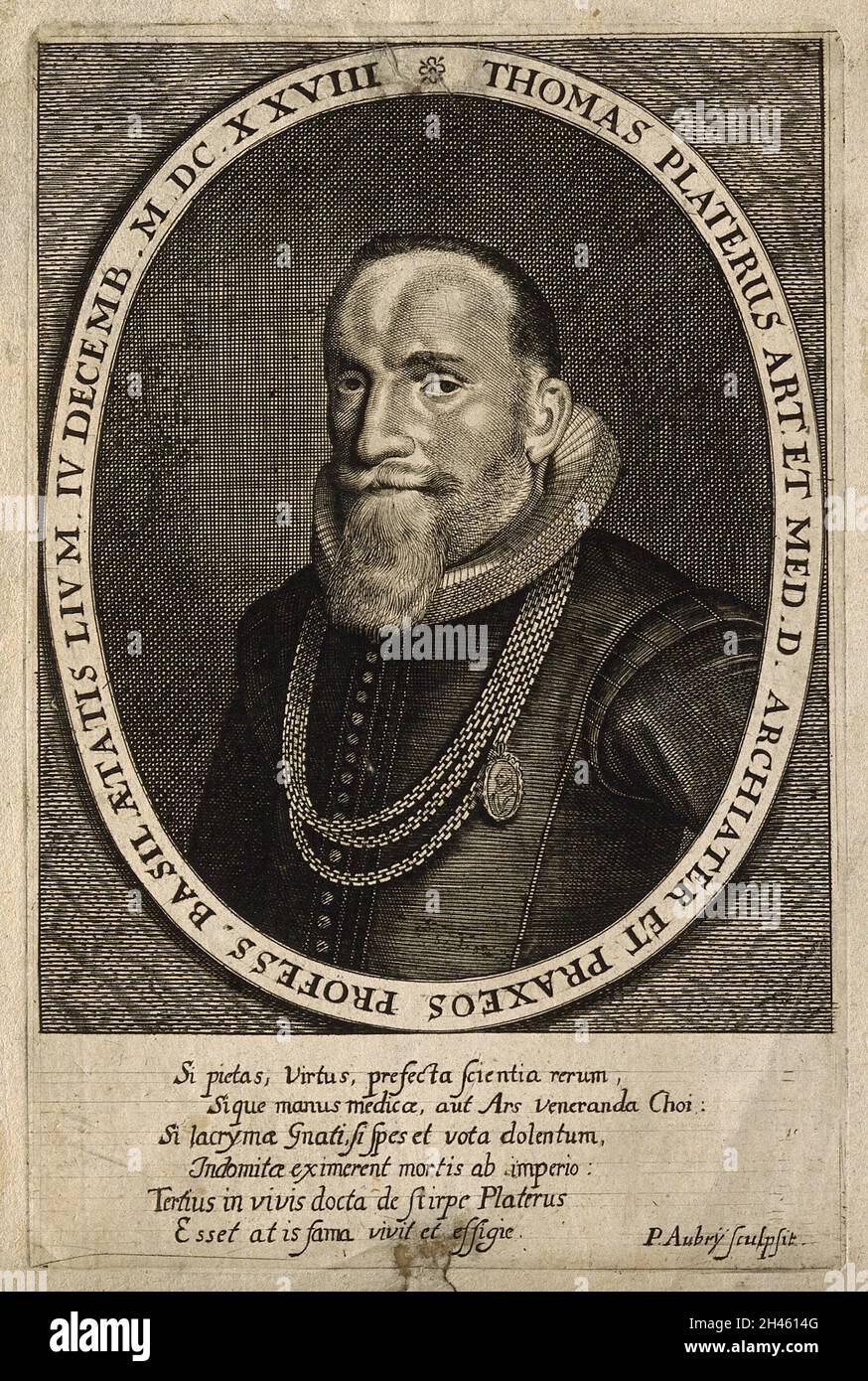 Thomas Plater [Platter] II. Line engraving by P. Aubry Stock Photo - Alamy