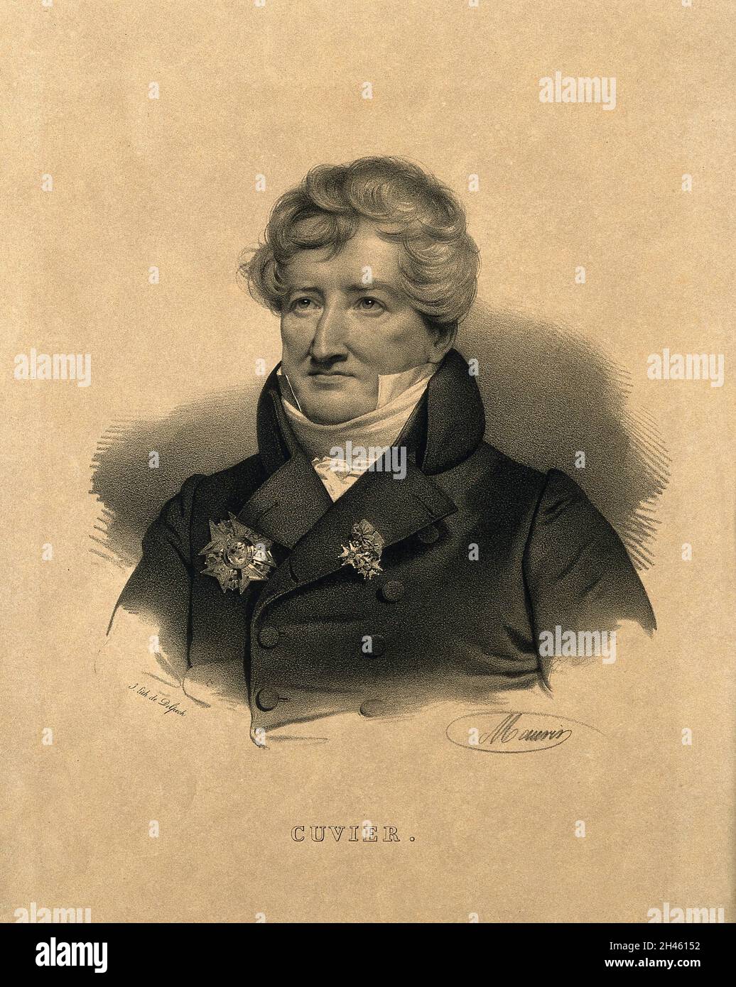Georges-Léopold-Chrétien-Frédéric-Dagobert, Baron Cuvier. Lithograph by ...