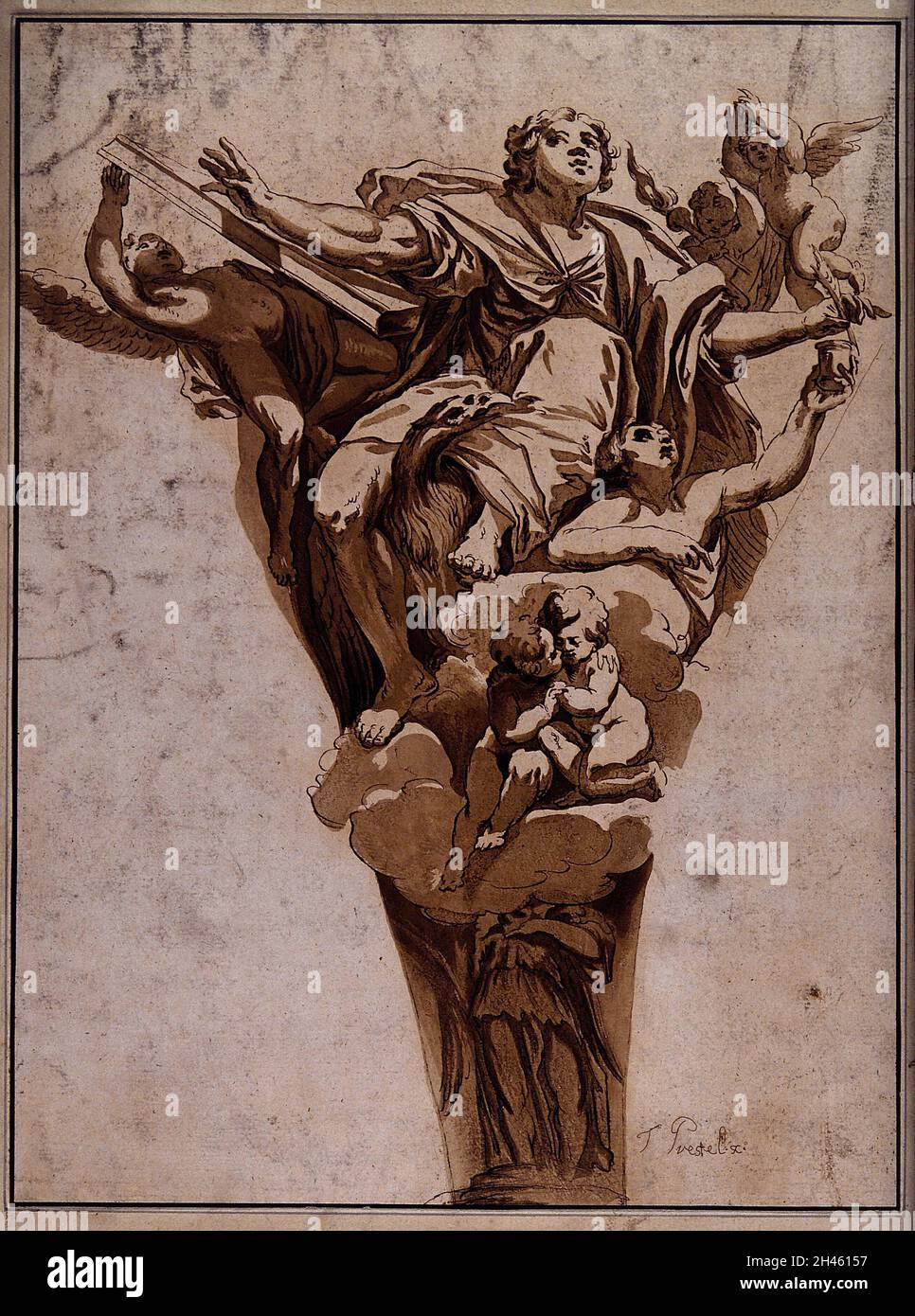 Saint John the Evangelist. Colour etching by J.G. Prestel after D ...