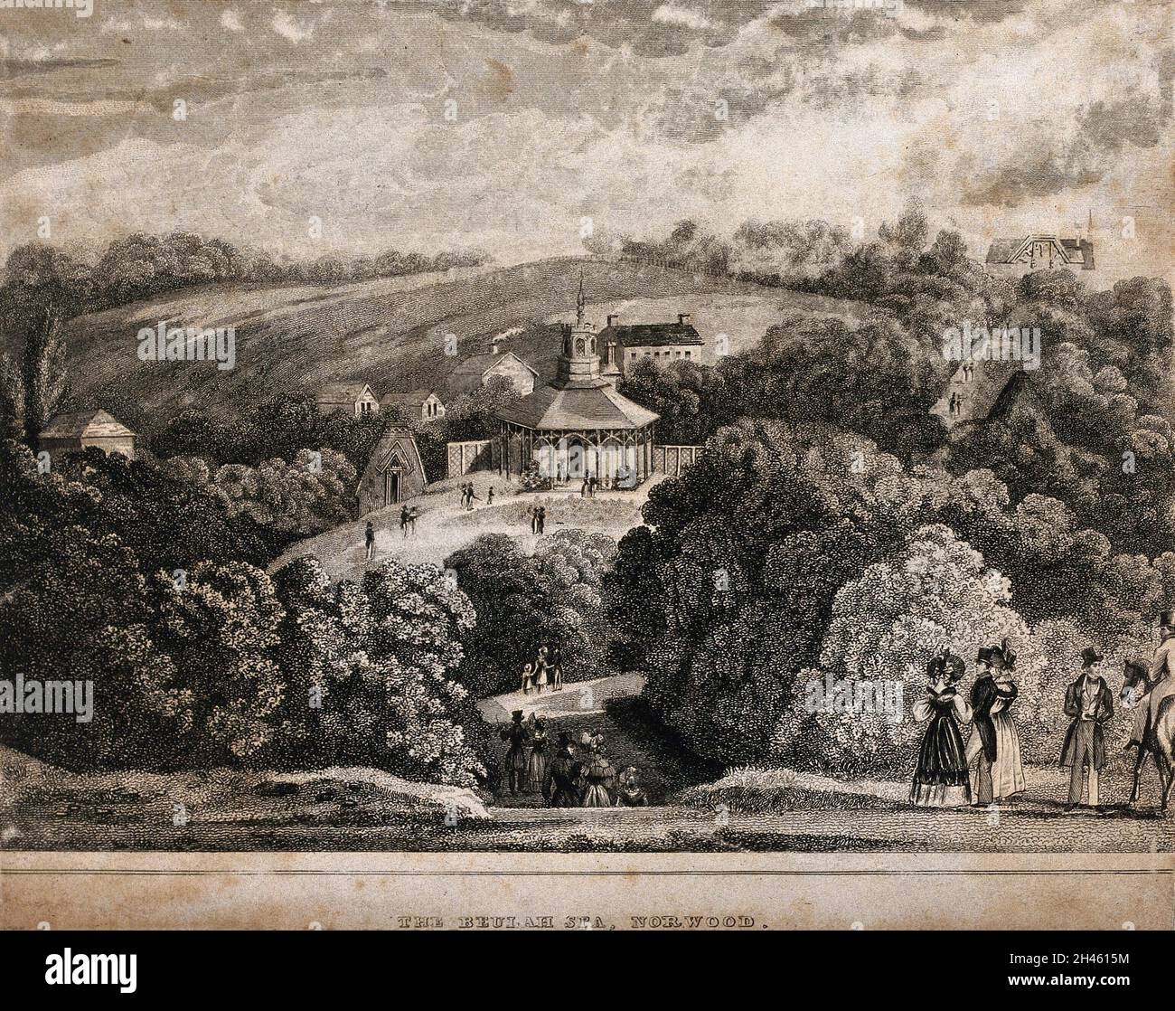 Beulah Spa, Norwood, Surrey. Line engraving Stock Photo - Alamy