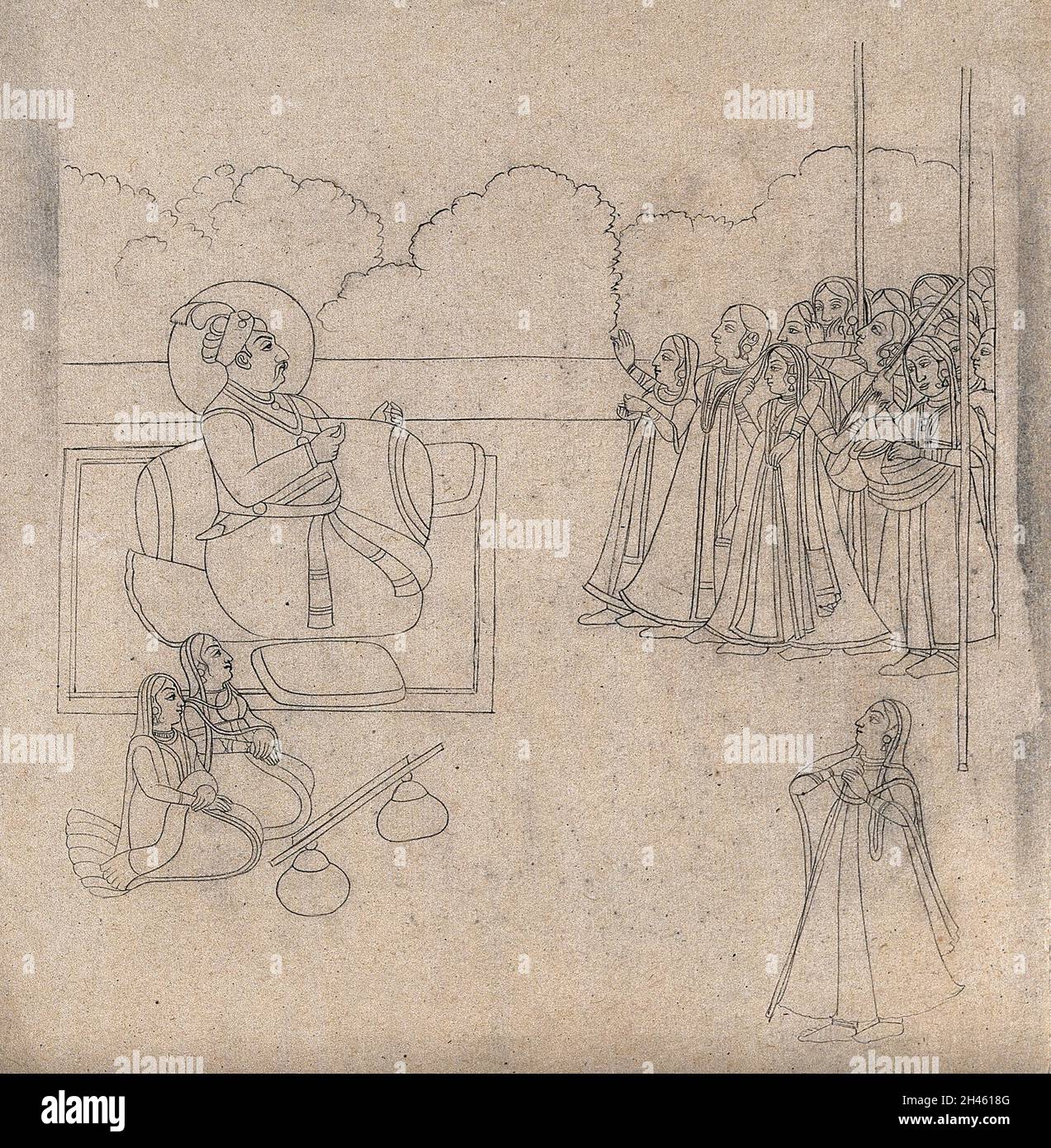 A king holding court. Ink drawing Stock Photo - Alamy